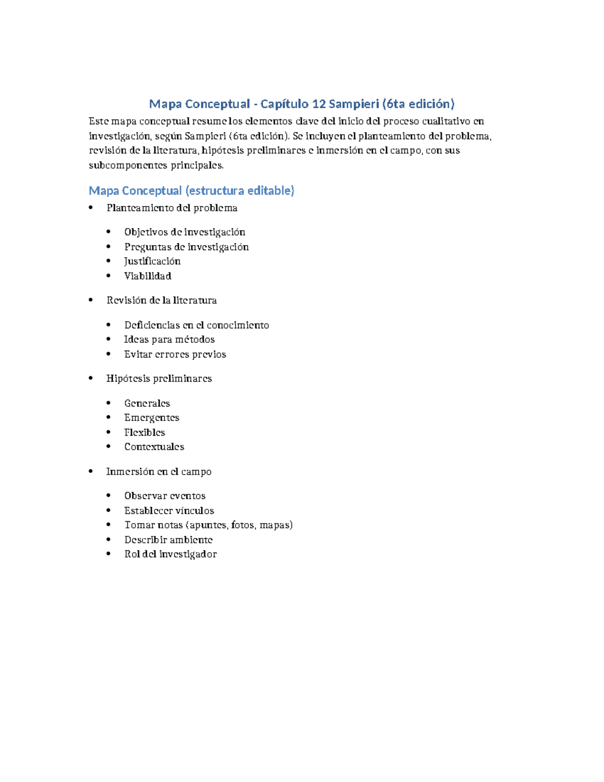 Mapa conceptual cap12 sampieri - Mapa Conceptual - Capítulo 12 Sampieri ...