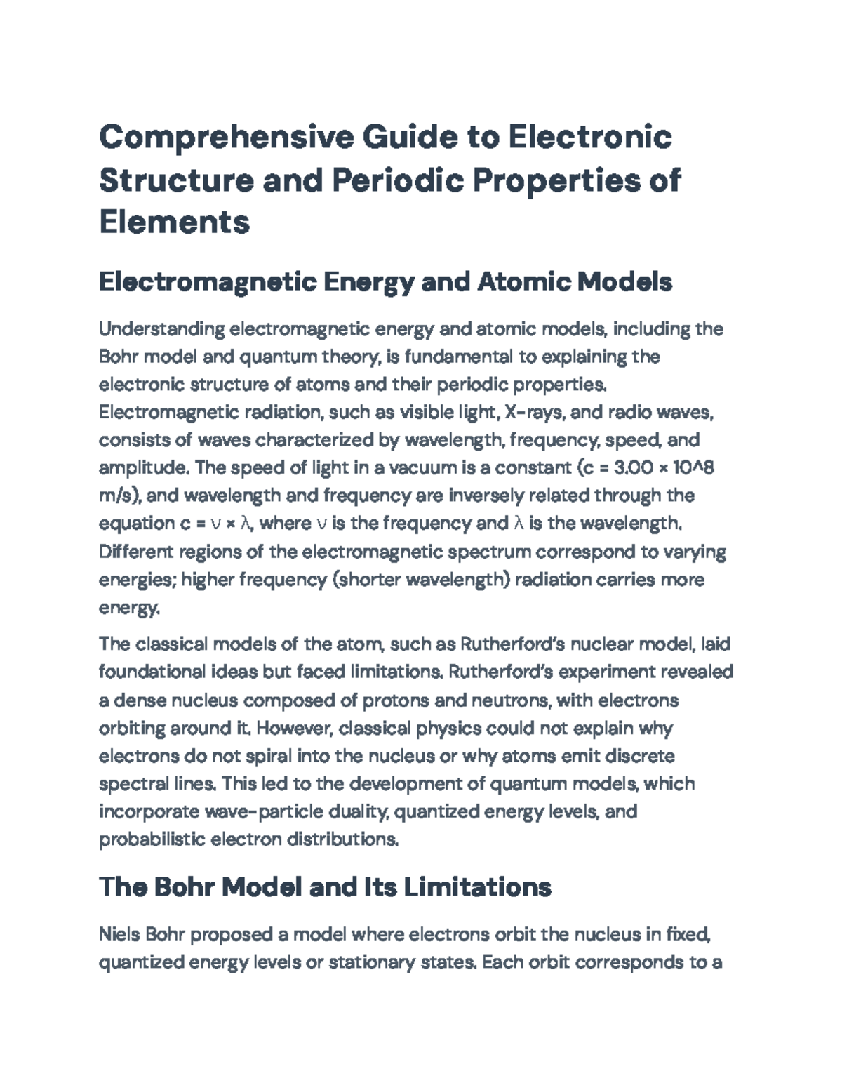 Comprehensive Overview of Electronic Structure & Periodic Properties ...