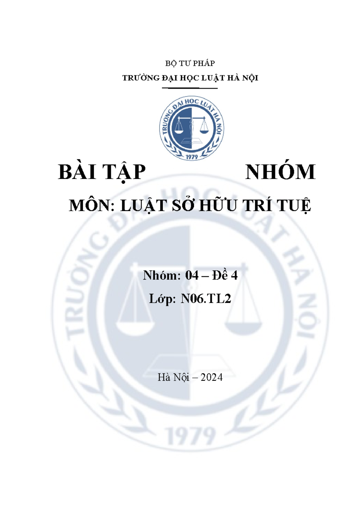 BTN-Đề-4-Bài-Tập-Nhóm-Luật-SHTT-N06-Năm-2024 - Studocu