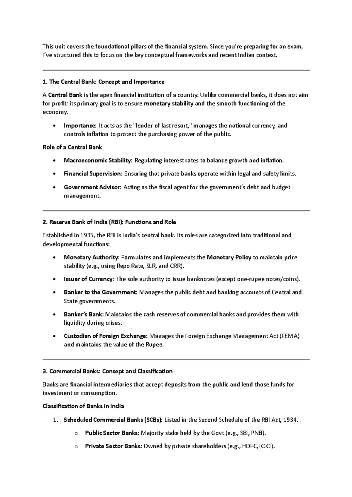 Unit 2 - Key Concepts of the Financial System for Exam Prep - Studocu