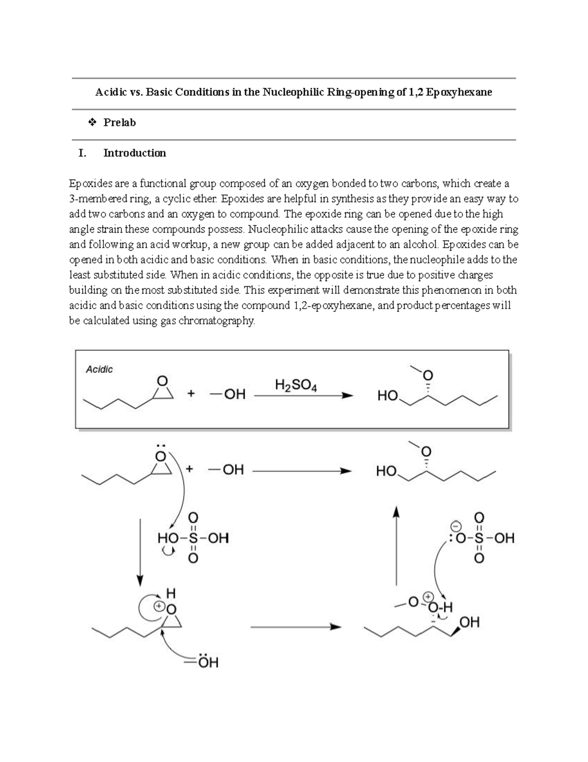 CHEM 2212L Final Exam: Acidic vs Basic Conditions in Epoxide Ring ...