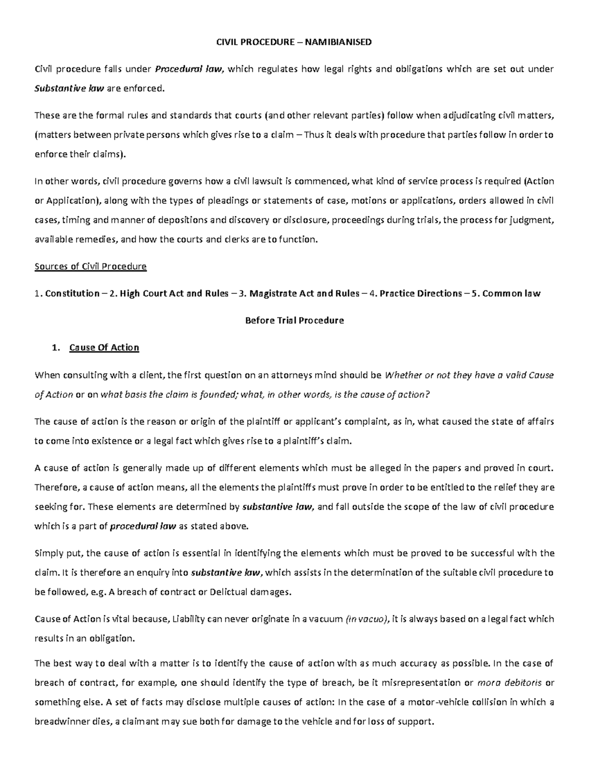 Civil Procedure Simplified: Understanding the Namibian System - Studocu