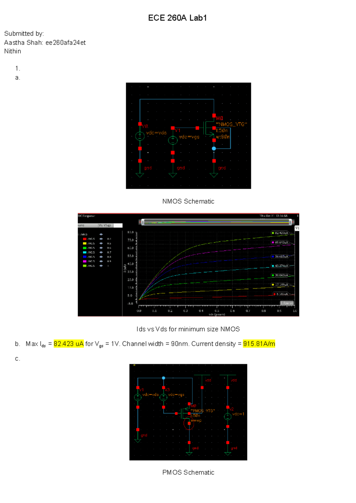 ECE 260A Lab1 - Practical Analysis of NMOS and PMOS Characteristics ...