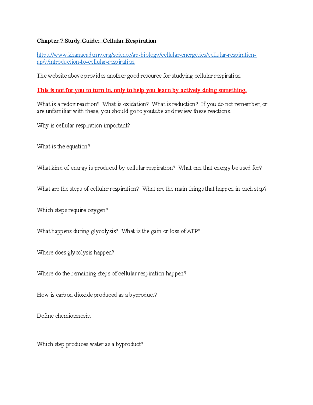Chapter 7 Study Guide: Cellular Respiration Insights and Key Concepts ...