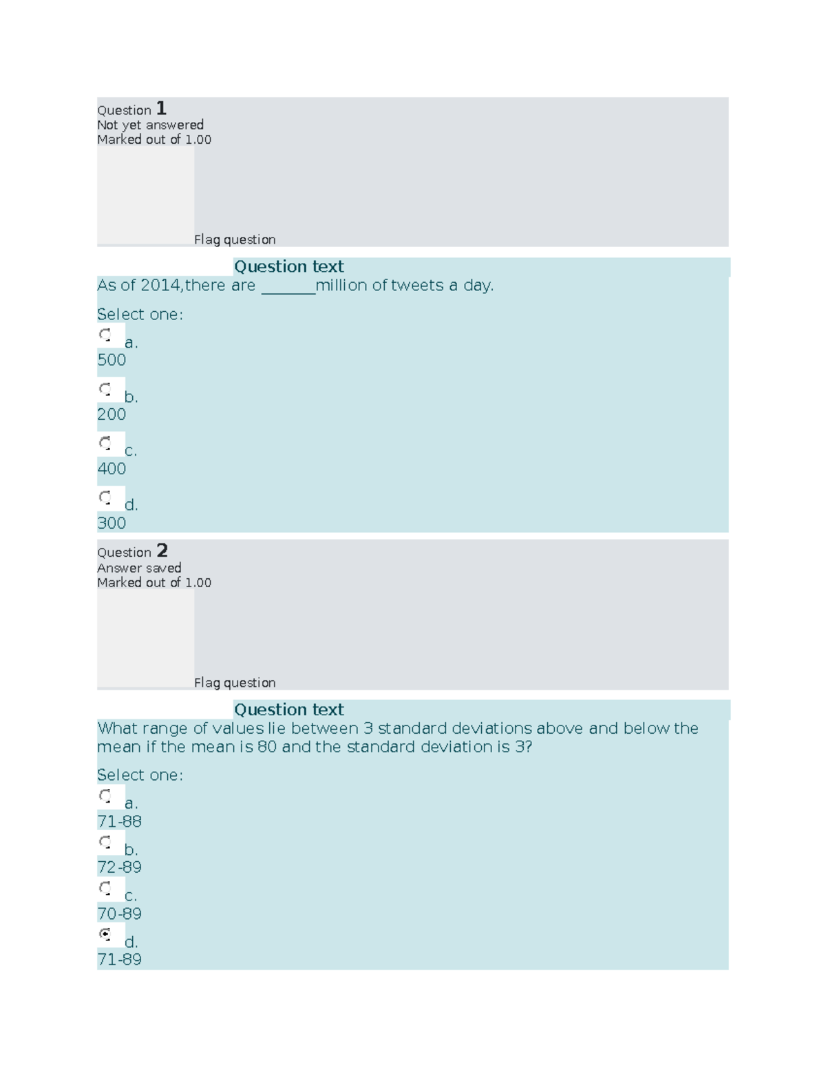 Engineering Data Analysis midterm exam - Question 1 Not yet answered Marked out of 1. Flag ...