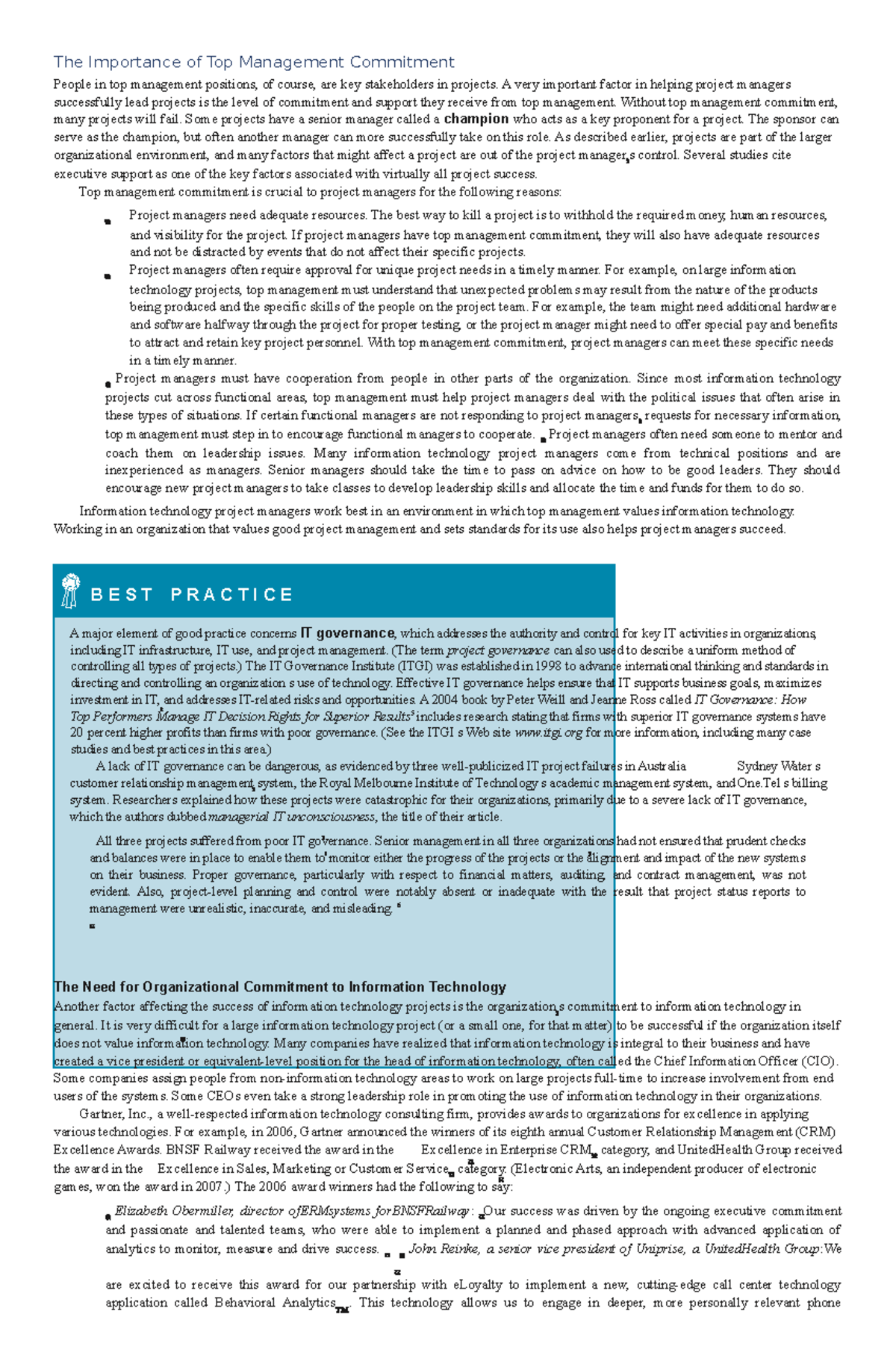 Top Management Commitment and Its Impact on Project Success - Studocu