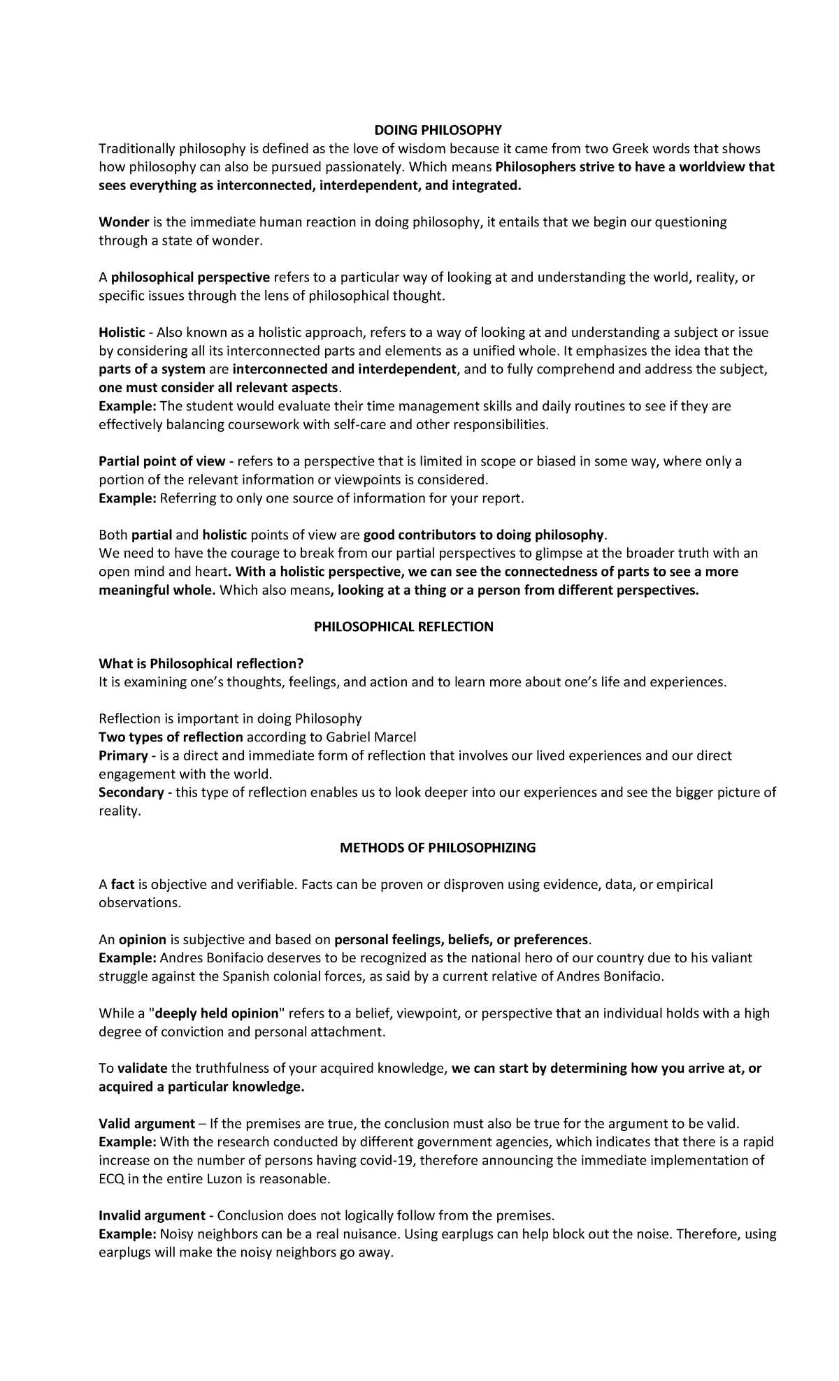 Philo 101 1st Quarter Exam Reviewer: Understanding Philosophy Concepts - Studocu