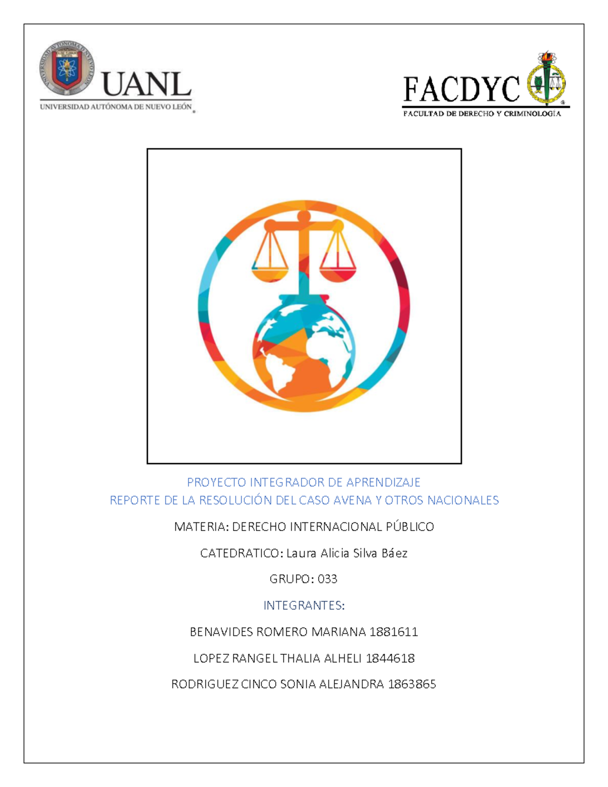 MBR PIA DIP - PIA DE DERECHO INTERNACIONAL PUBLICO - PROYECTO INTEGRADOR DE APRENDIZAJE REPORTE ...