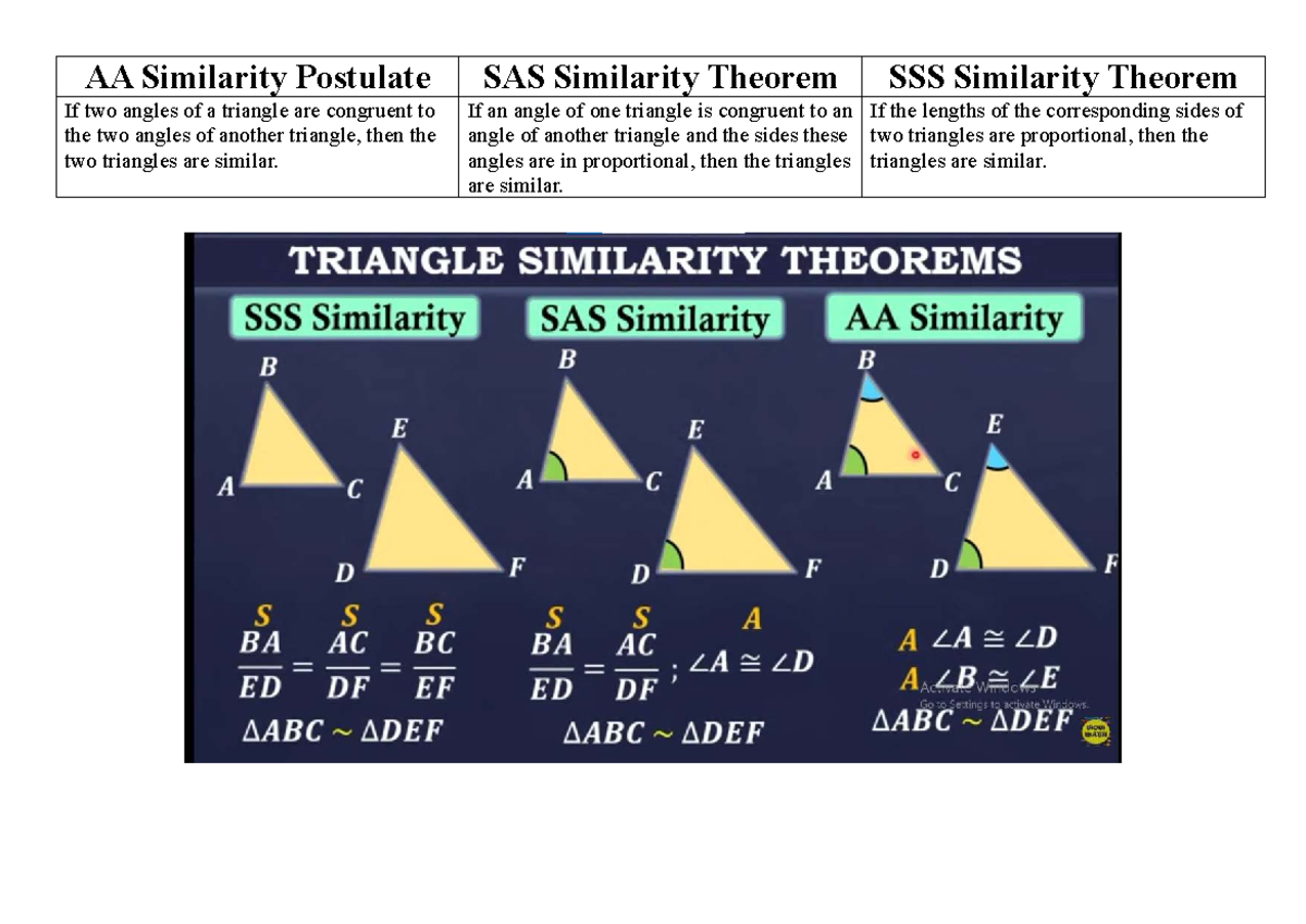 AA Similarity Postulate - If an angle of one triangle is congruent to ...