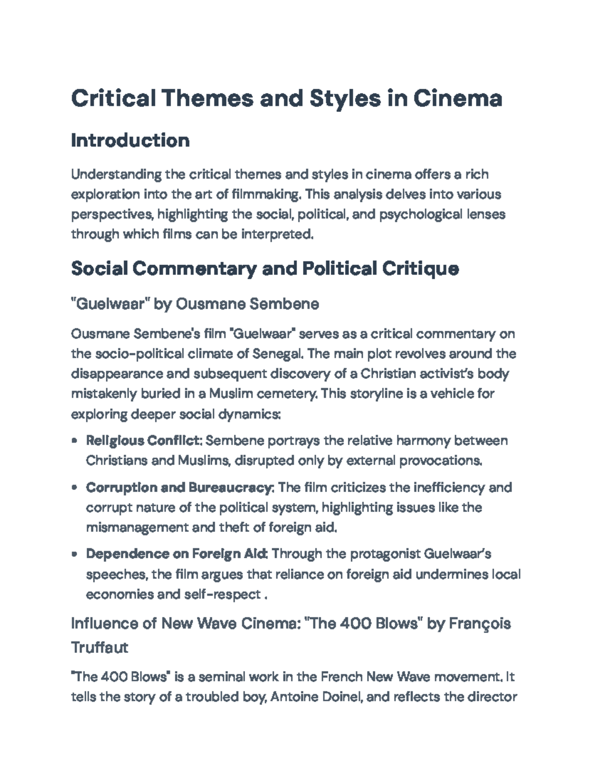 Critical Themes and Styles in Cinema: An Analytical Overview - Critical ...
