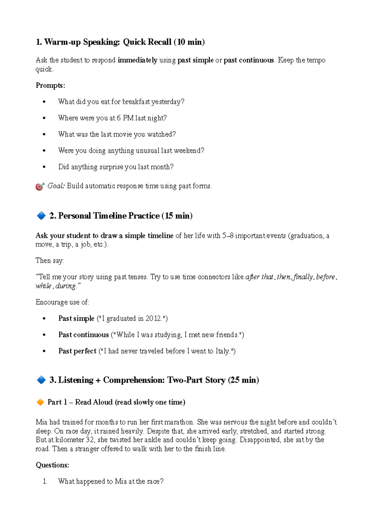 ENG 101: Speaking & Listening Skills Lesson Plan - Studocu