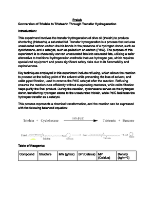 lab1 prelab chem - Prelab Recrystallization of an Impure Unknown ...
