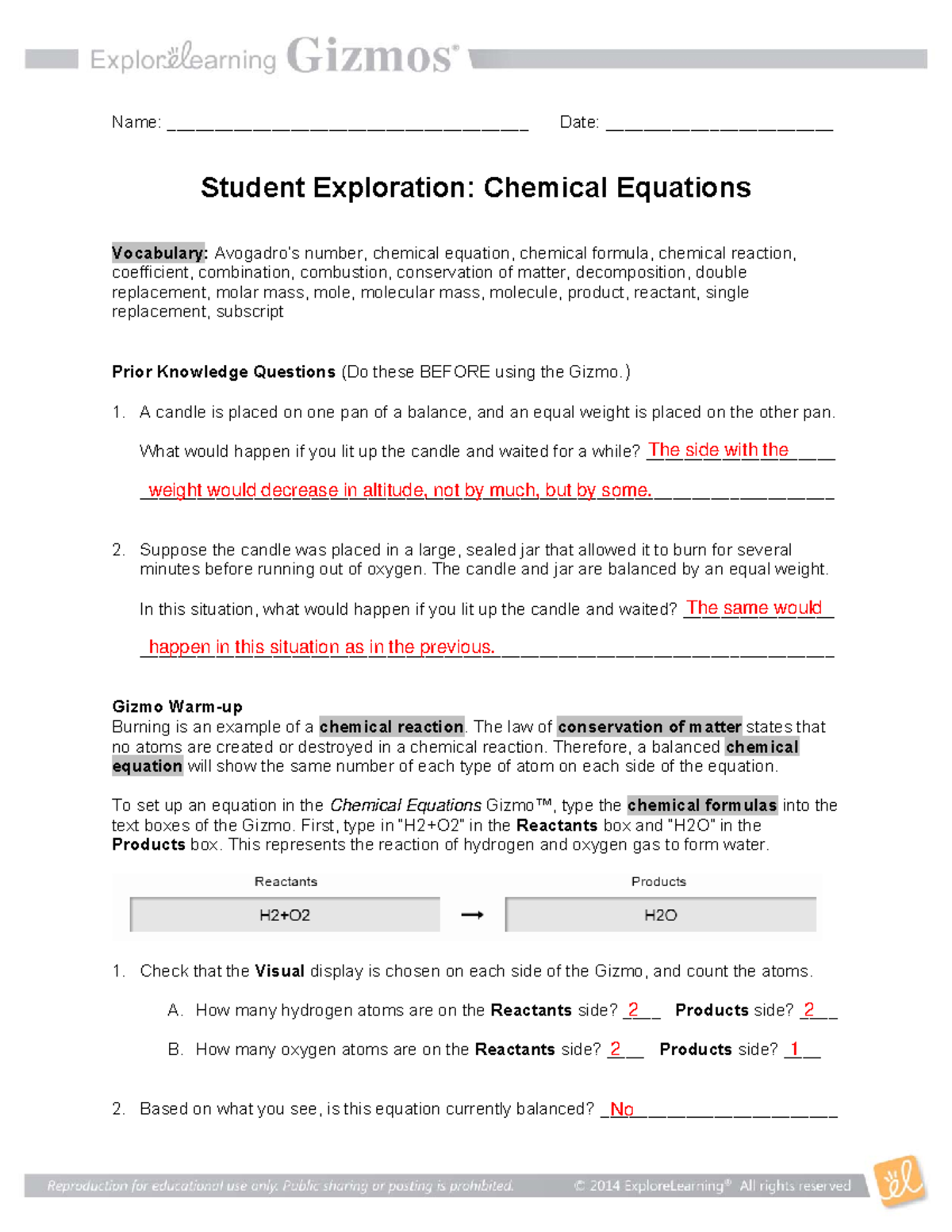 Chemequationsse Gizmo Answers Gizmos Student Exploration Nuclear