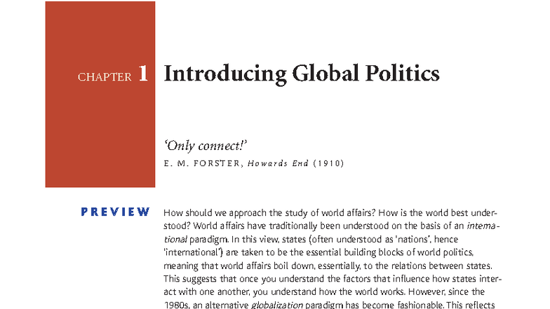 CHAPTER 1: Understanding Global Politics - Key Concepts and Theories ...