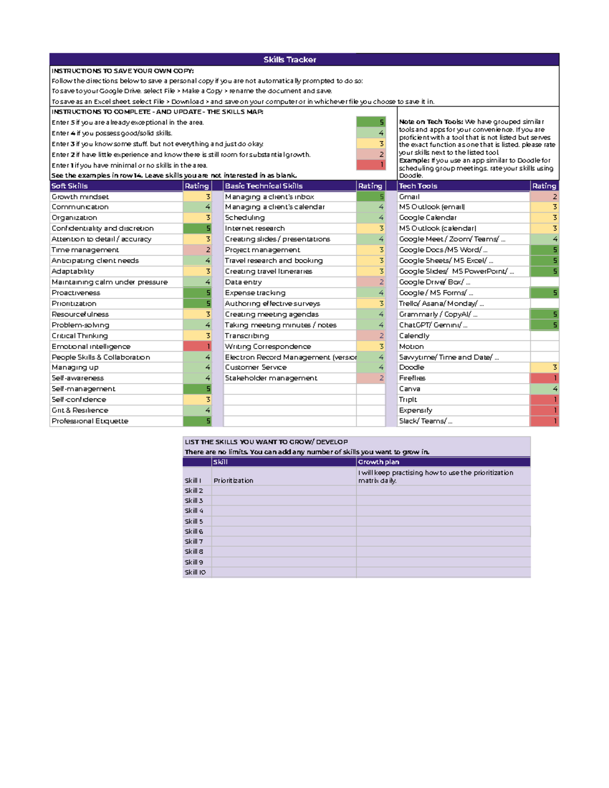 Skills Map & Growth Plan: Personal Skills Tracker Template - Studocu