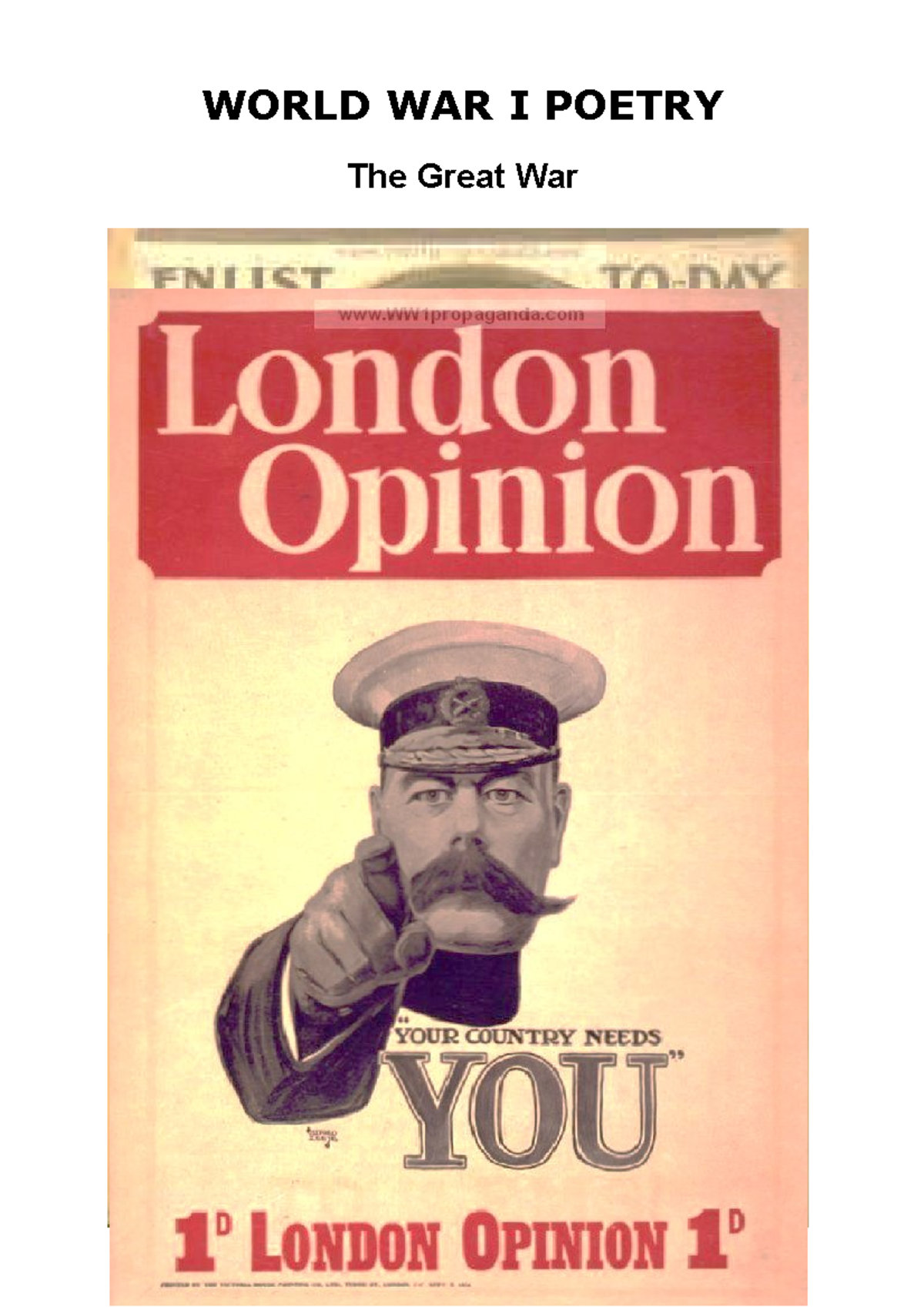 VWO 5 World War I Poetry Overview and Analysis 2020 - Studeersnel