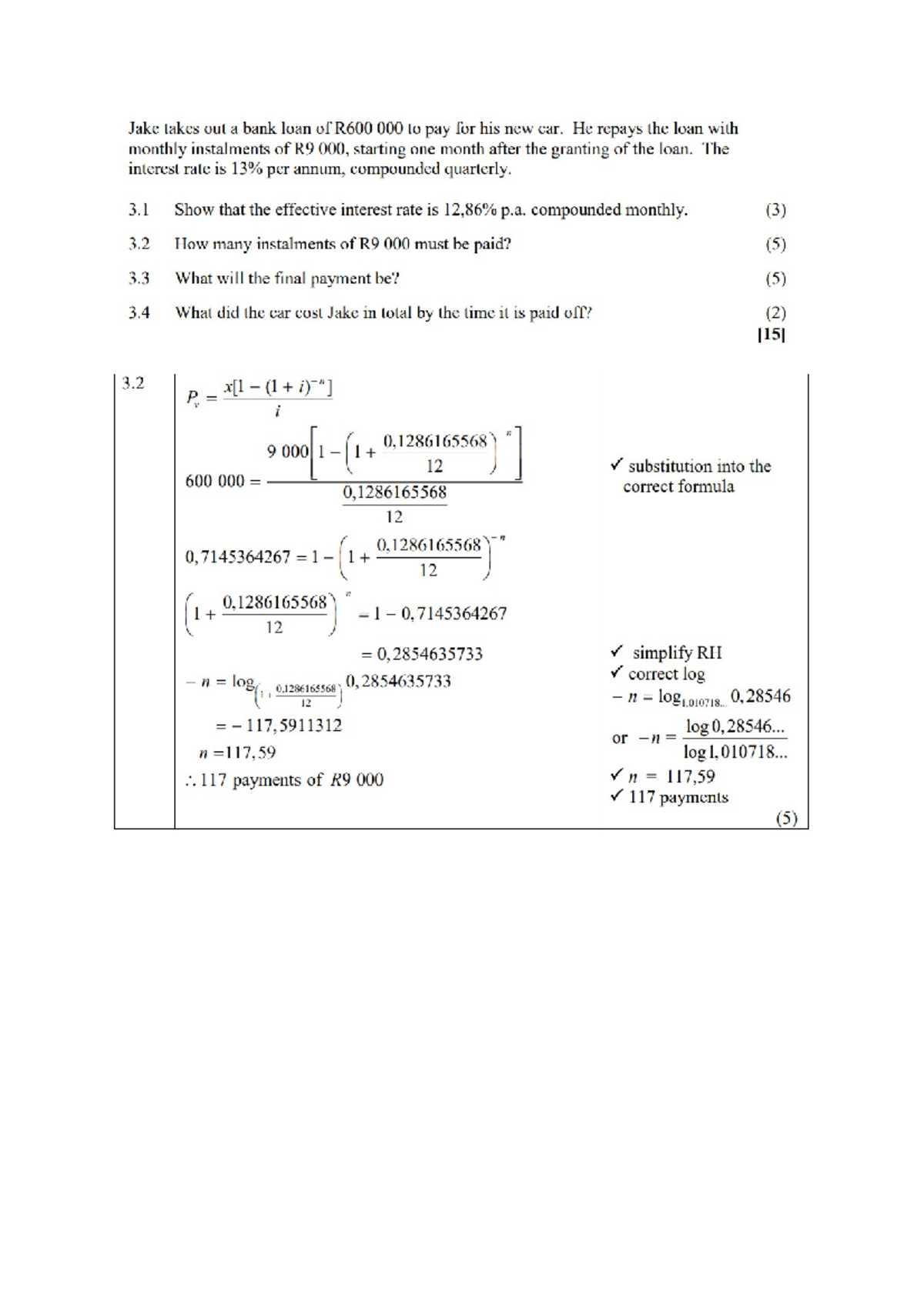 Math Problem Solving: Bank Loan Repayment Analysis (Math 101) - Studocu
