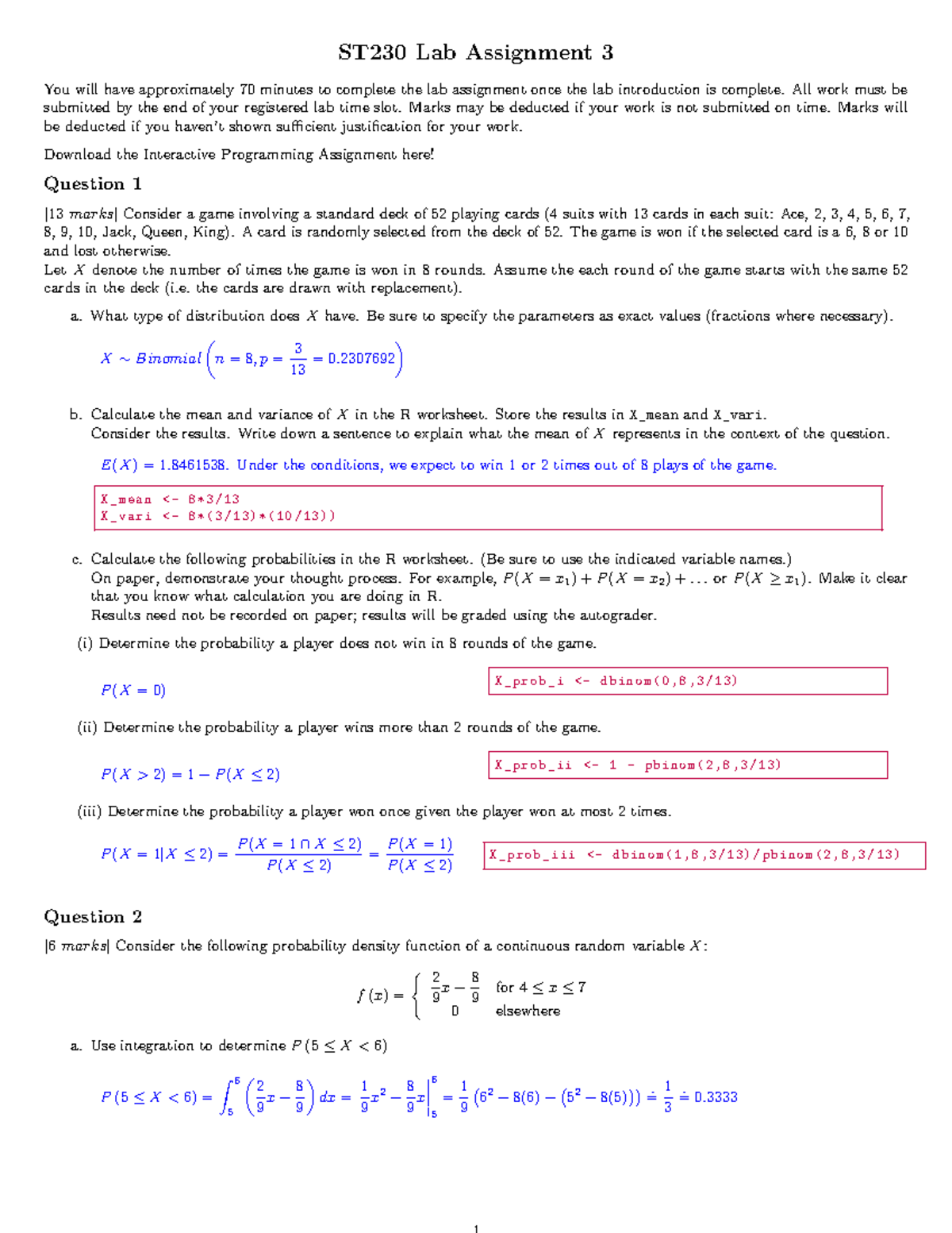 ST230 Lab Assignment 3: Probability Distributions and Analysis - Studocu