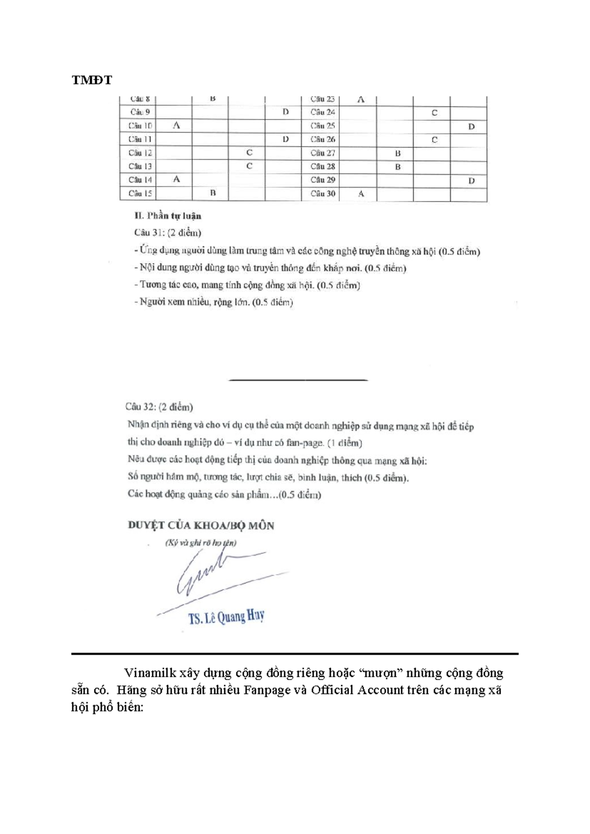 Dethi tmdt adawd a daw - TMĐT Vinamilk xây dựng cộng đồng riêng hoặc ...