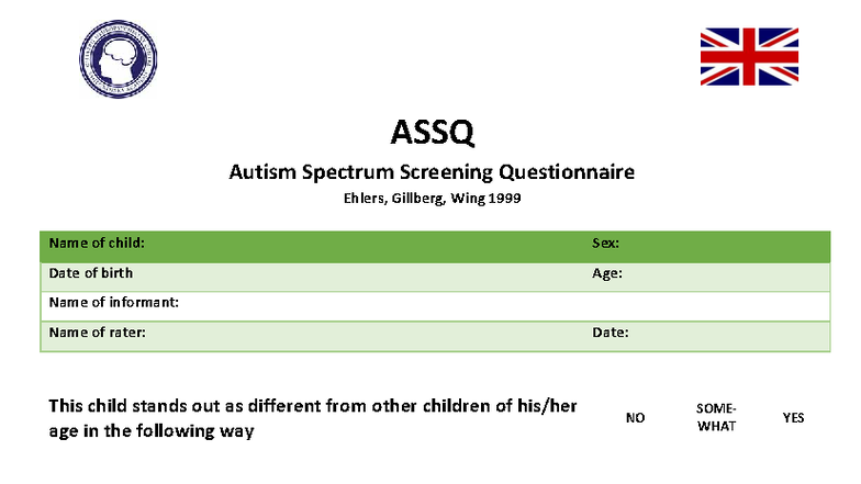 ASSQ Autism Spectrum Screening Questionnaire (ENG191203) - Studocu