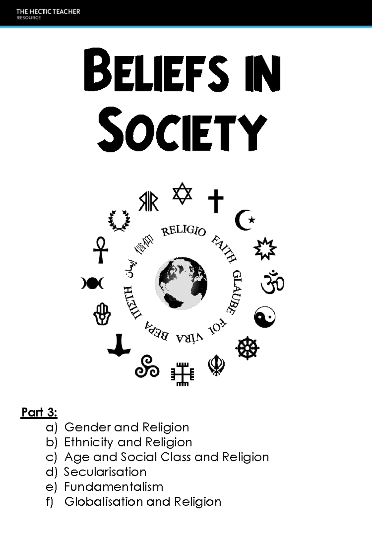 Beliefs in Society Part 3: Gender, Ethnicity, Age & Religion Notes ...