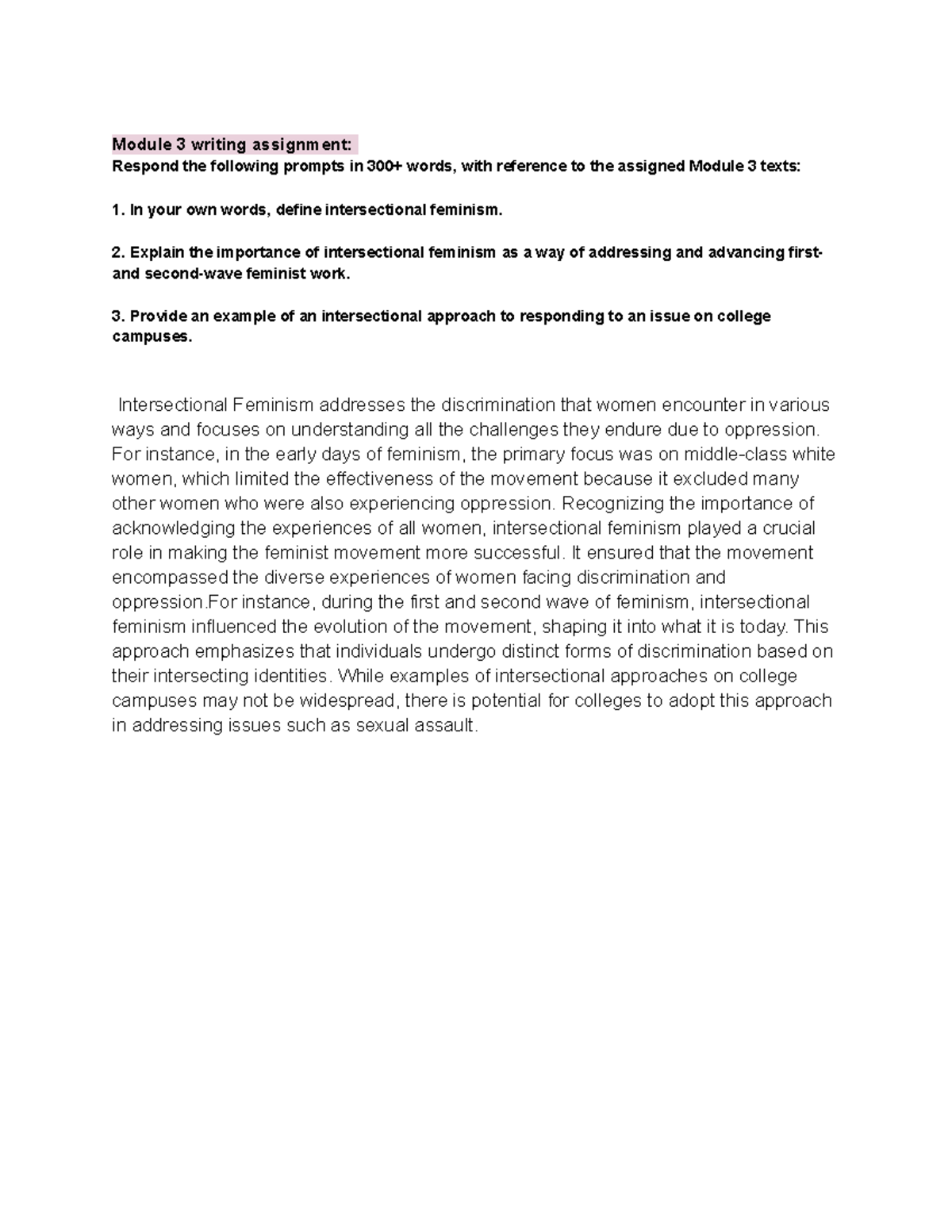 WS 200 Module 3 Writing Assignment: Intersectional Feminism Explained ...