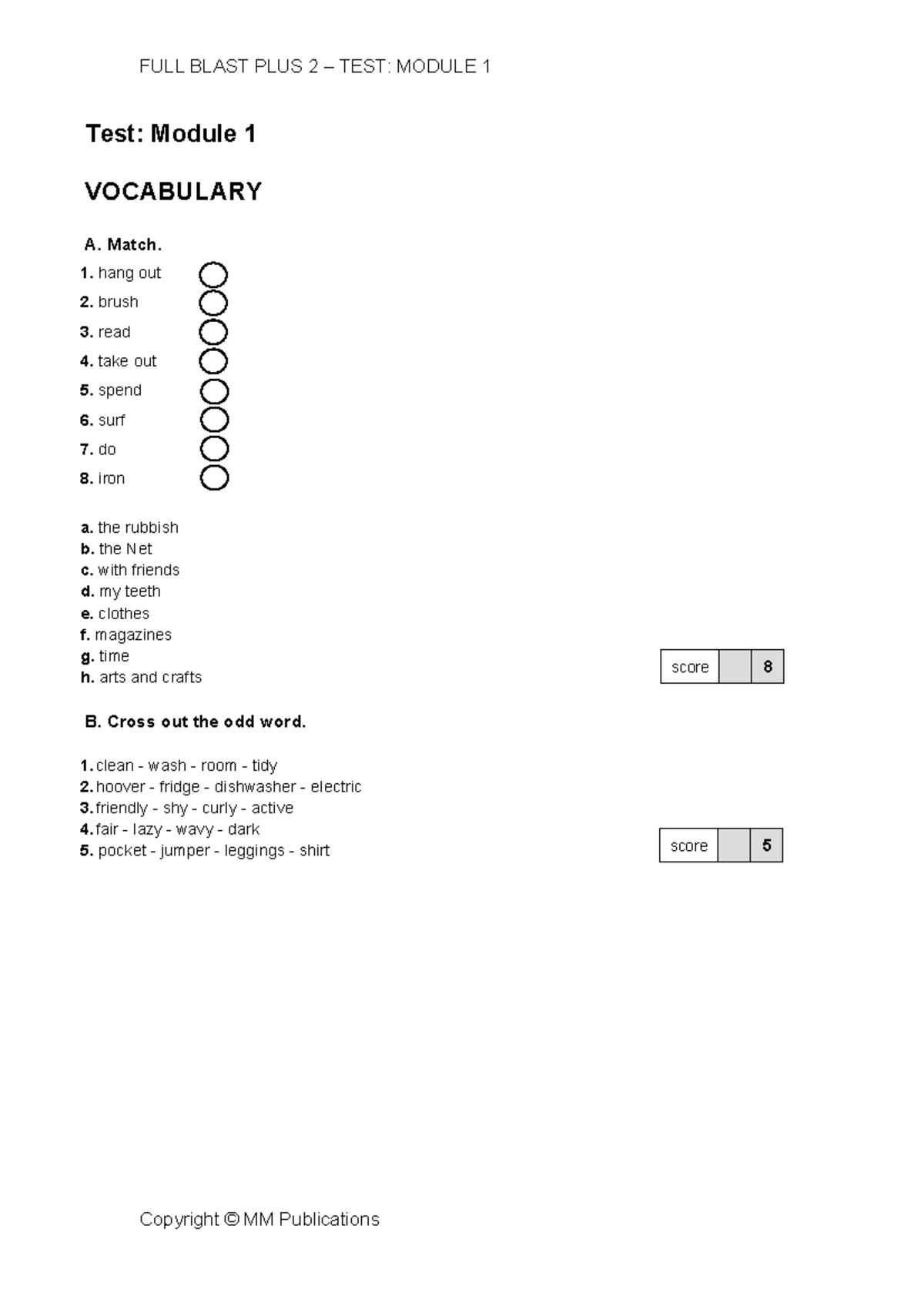 Full Blast PLUS 2 - Module 1 Test Notes and Activities - Studocu