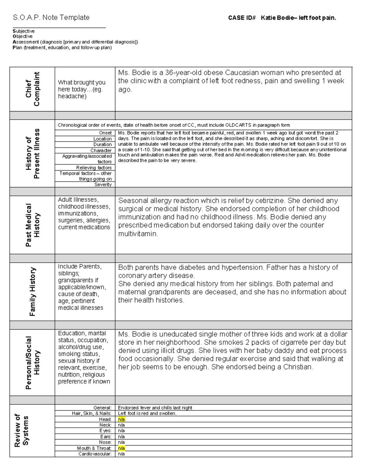 NURS 612 wk 6 SOAP note - Advance health assessment soap note - S.O.A ...