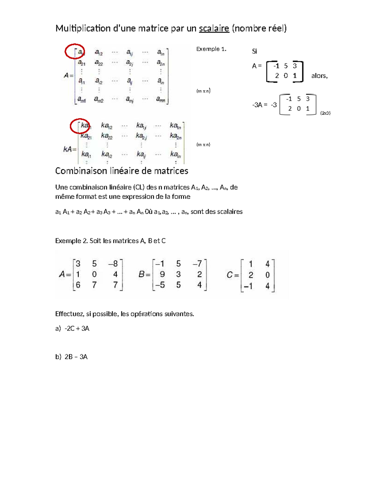 Multiplication d'une matrice - Capsule 6 notes de cours ...