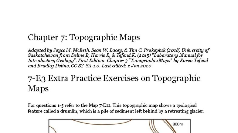 Chapter 7: Extra Practice Questions on Topographic Maps - Studocu