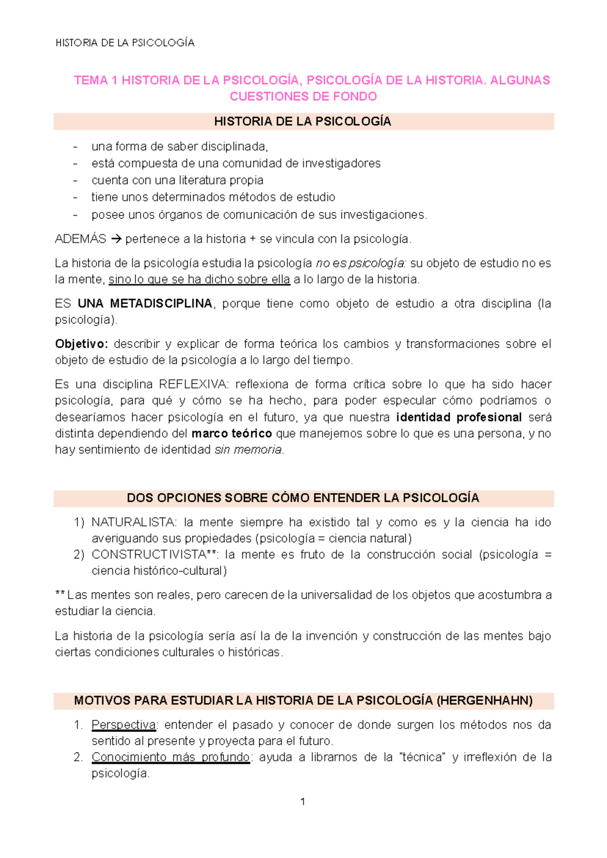 Apuntes Completos de Historia de la Psicología - TEMA 1 a 5 - Studocu