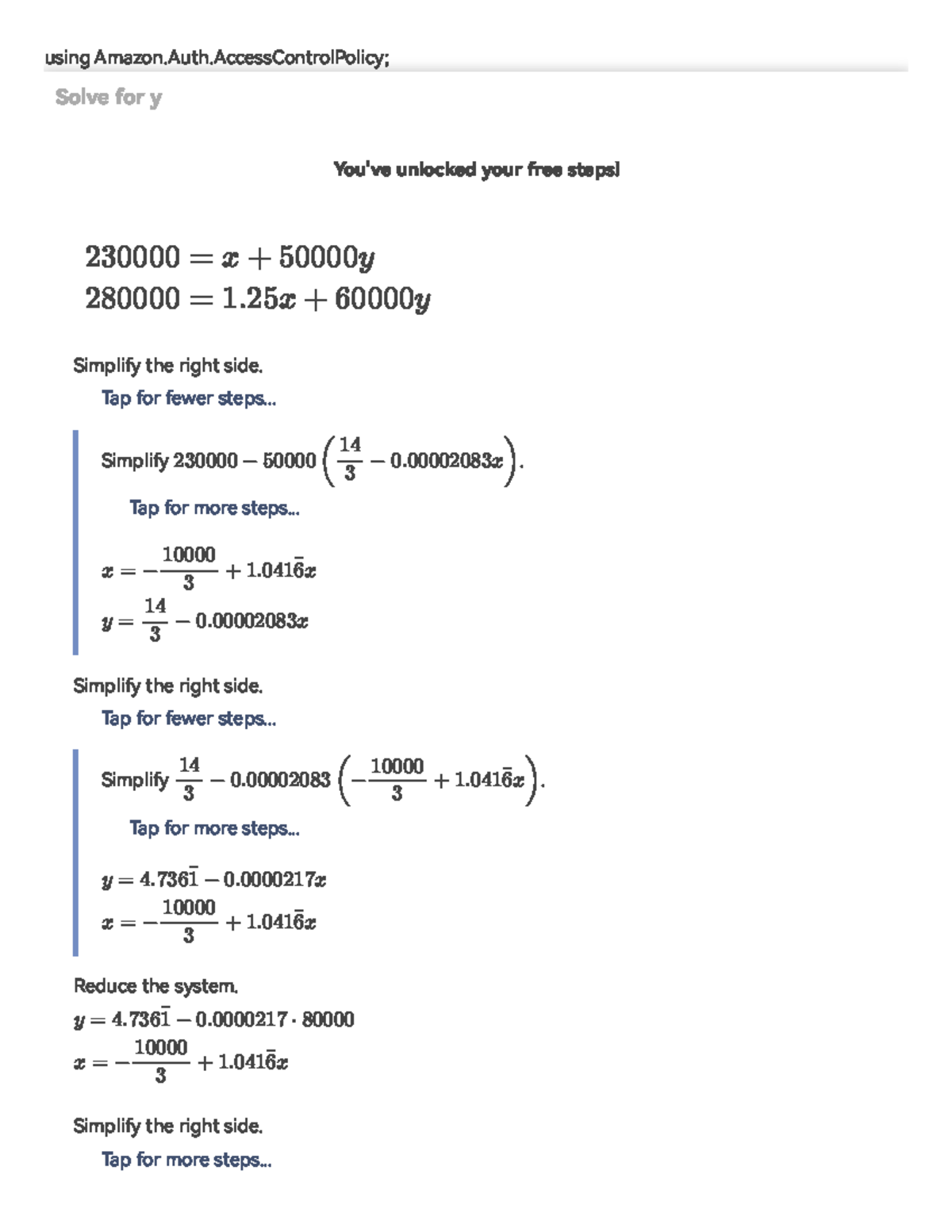 Mathway Algebra Problem Solver - using Amazon.Auth; Solve for y You've ...