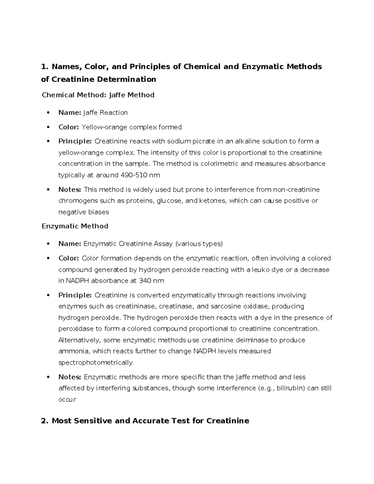 Chemical and Enzymatic Methods of Creatinine Determination: A Study ...