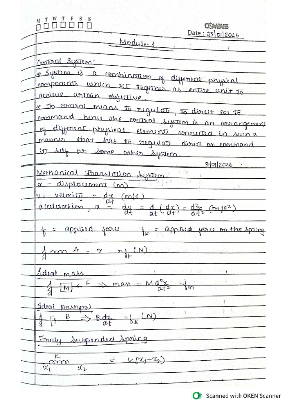 CS - Control Systems Notes: Mechanical & Electrical Analysis - Studocu
