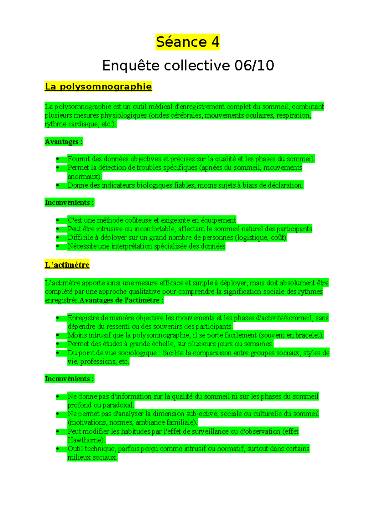 Séance 4 - Enquête Collective sur la Polysomnographie et le Sommeil ...