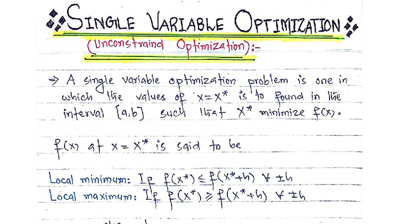 SINGLE VARIABLE & MULTIVARIABLE OPTIMIZATION (OT Assignment) - Studocu
