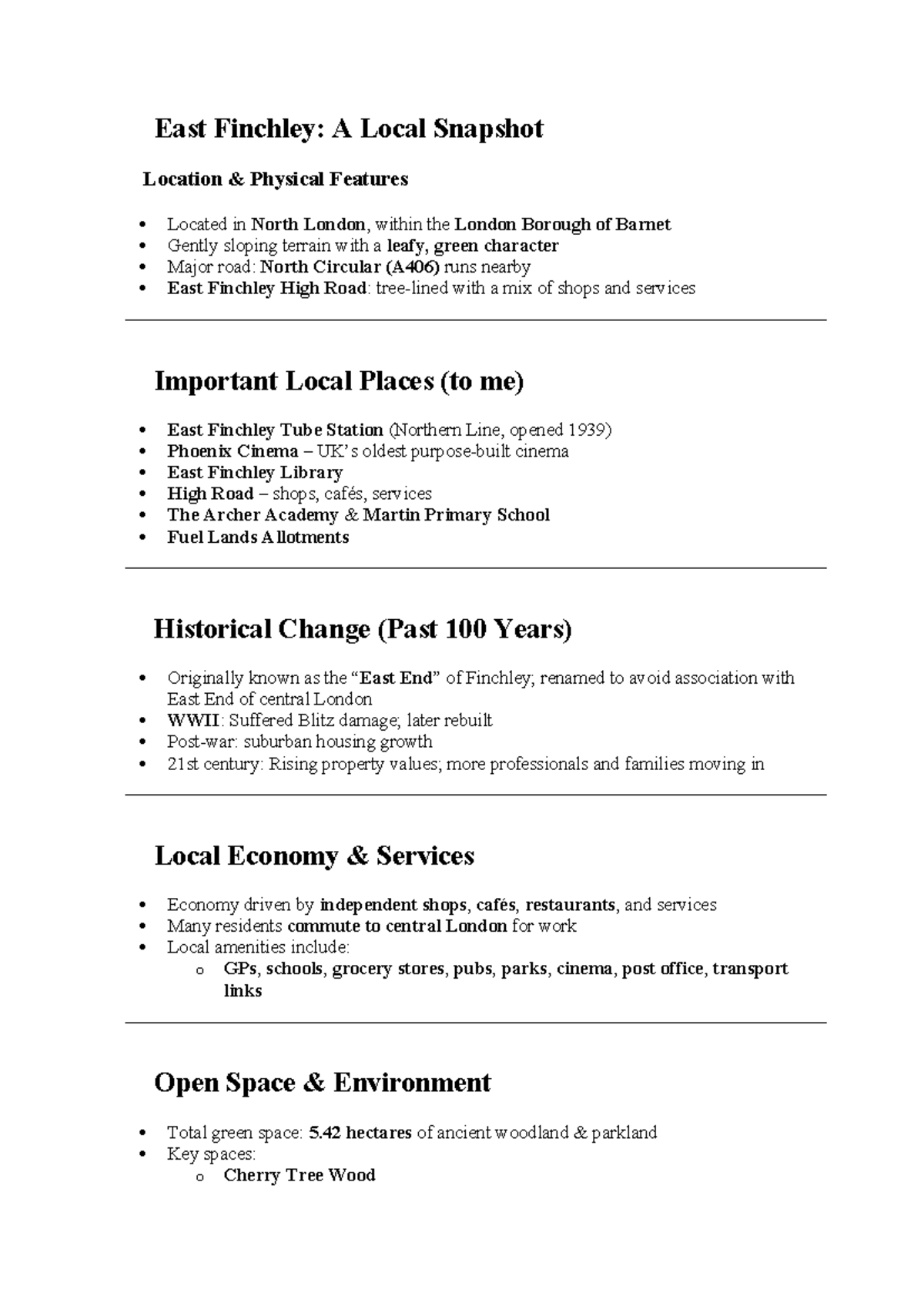 Geog Case Study: East Finchley Local Snapshot Analysis - Studocu