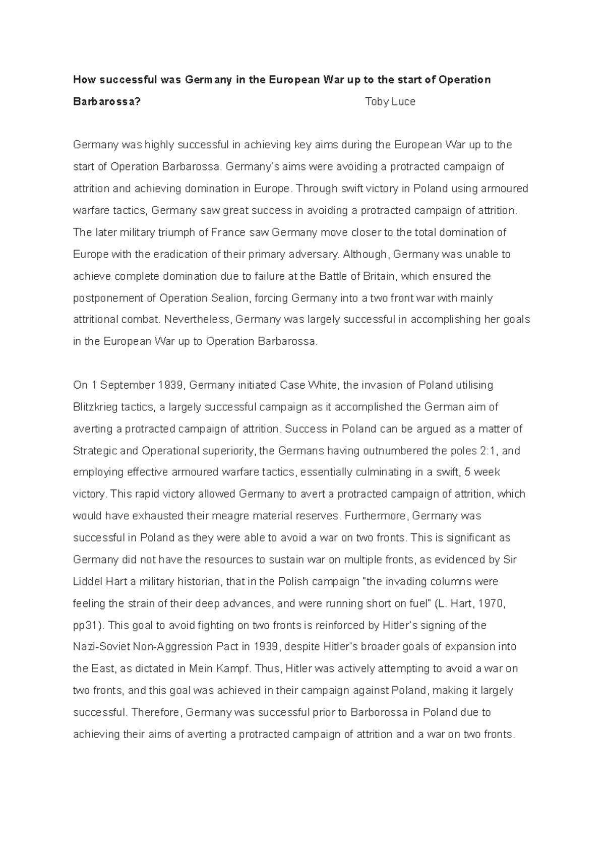 Germany's Success in the European War Before Operation Barbarossa - Studocu