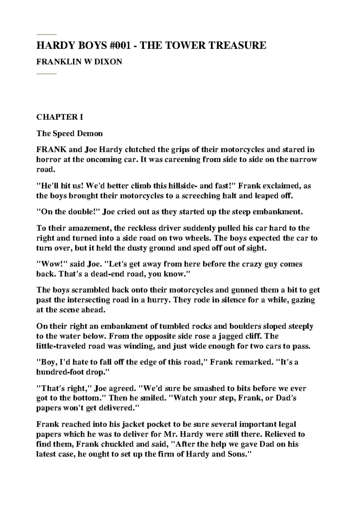 001 the tower treasure - File - HARDY BOYS #001 - THE TOWER TREASURE ...