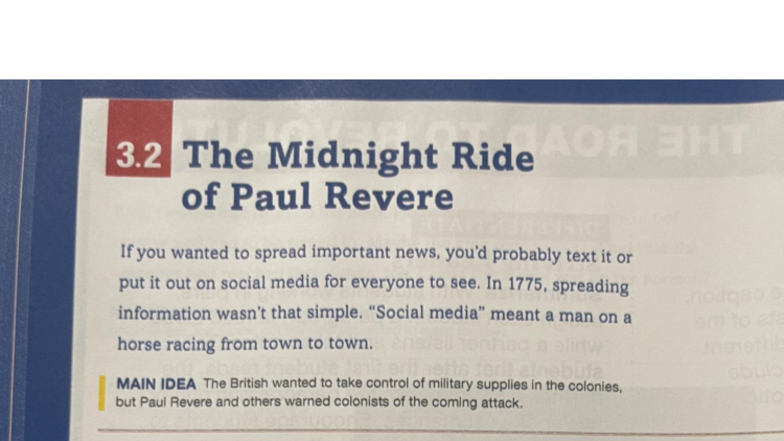 Revolutionary War Homework: The Midnight Ride of Paul Revere - Studocu