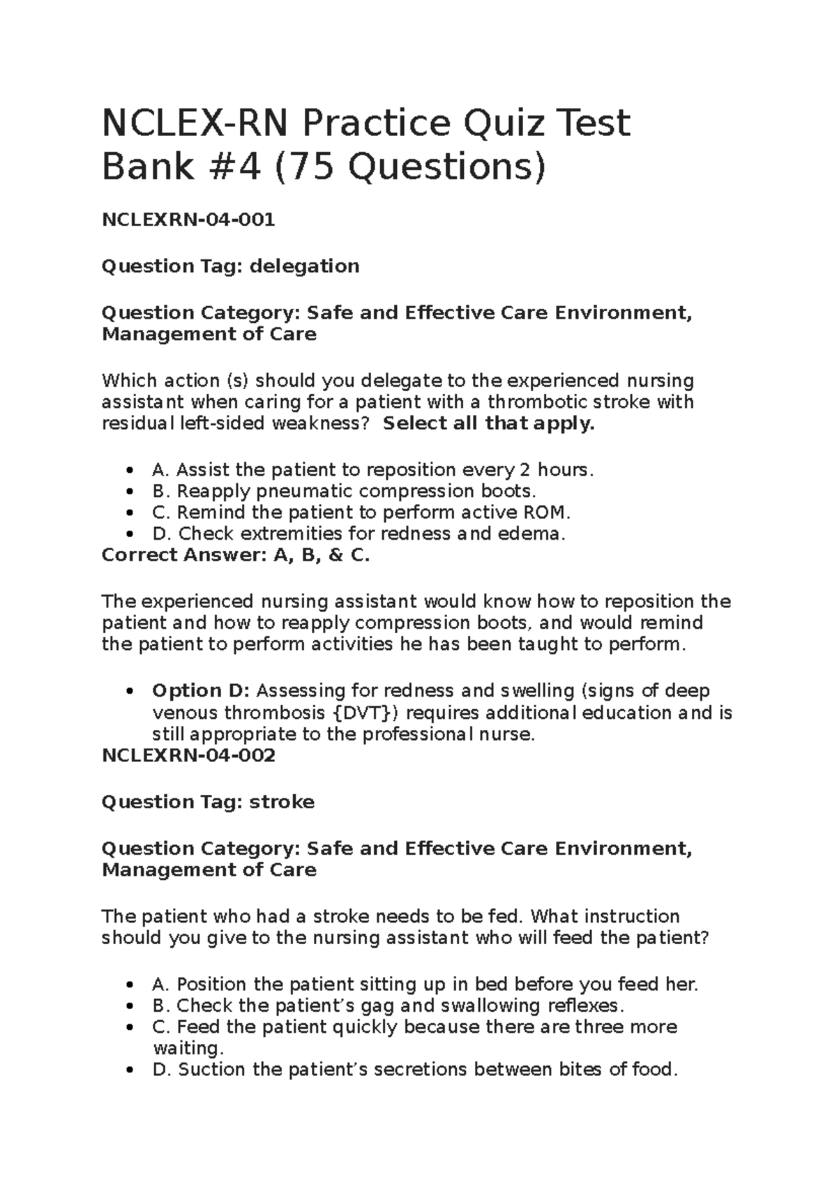Nclex-RN Practice Quiz Test Bank #4 - NCLEX-RN Practice Quiz Test Bank ...