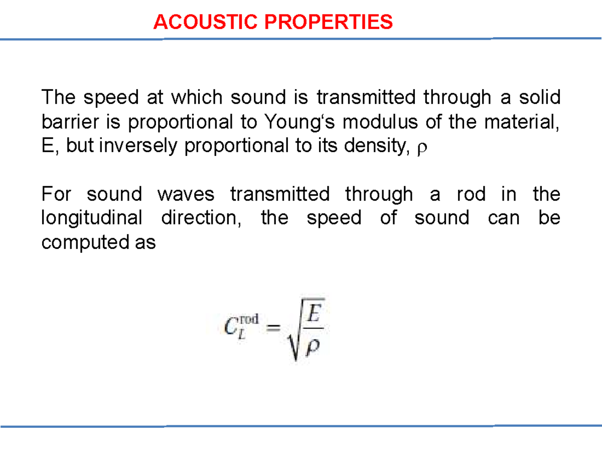 Acoustic Properties of Materials: Key Factors Affecting Sound Speed ...