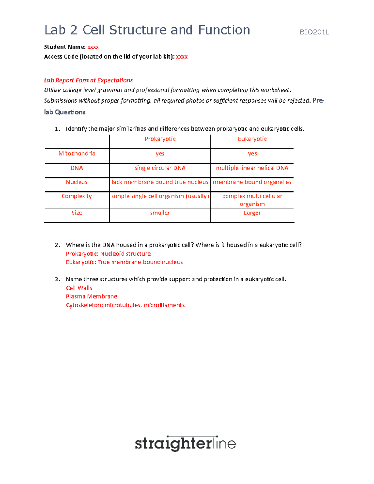 Lab 2: Cell Structure and Function Report - BIO201L - Studocu