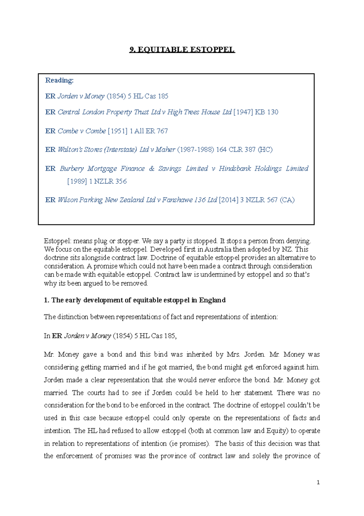 Equitable Estoppel in Contract Law: A Deep Dive - LAW101 Essay Notes ...