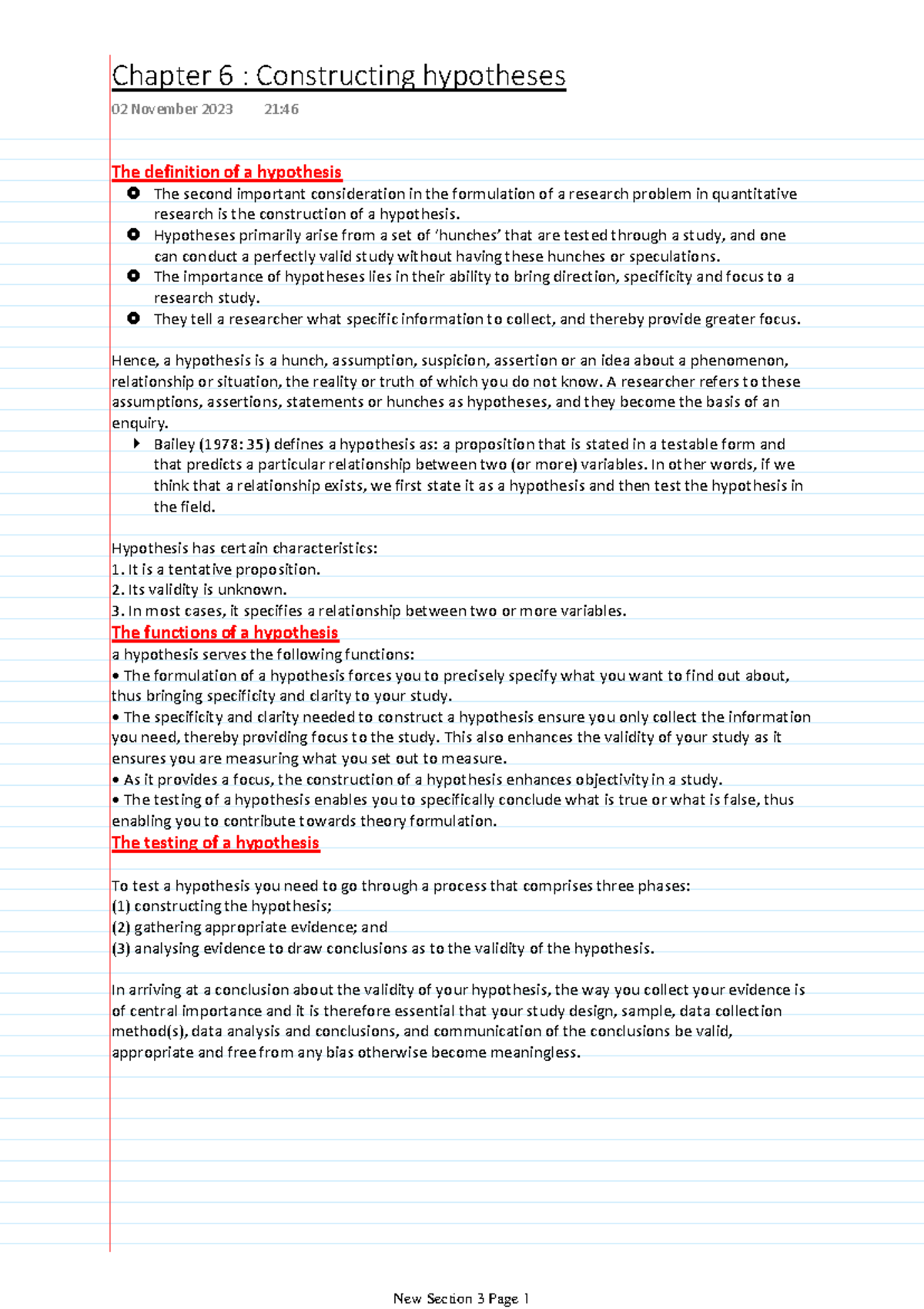 Chapter 6: Constructing Hypotheses in Research Methodology - Studocu