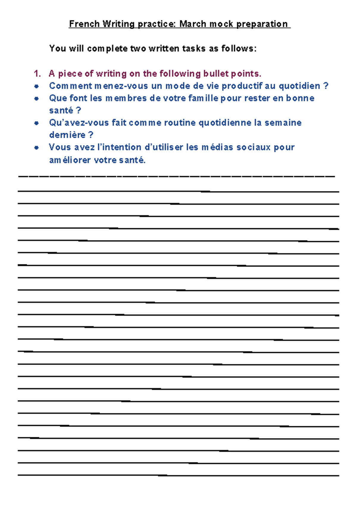 French Writing Exercises For Beginners - Infoupdate.org