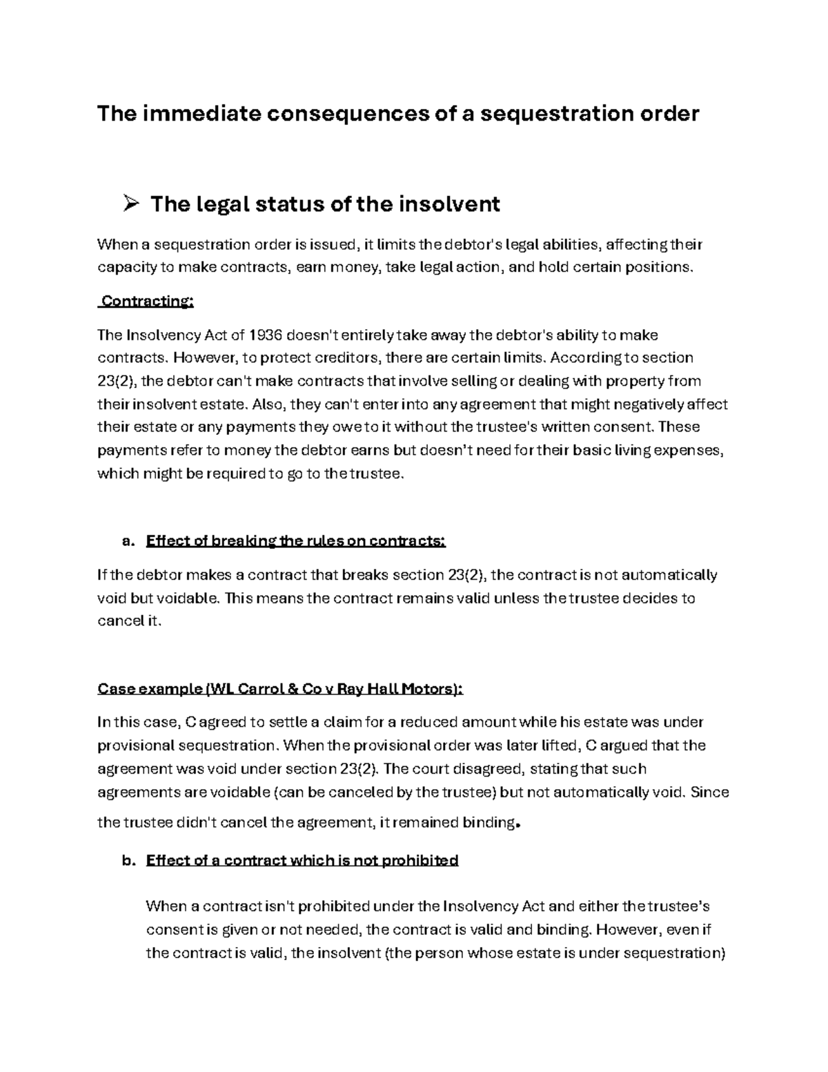 The Immediate Consequences of a Sequestration Order: Legal Insights ...