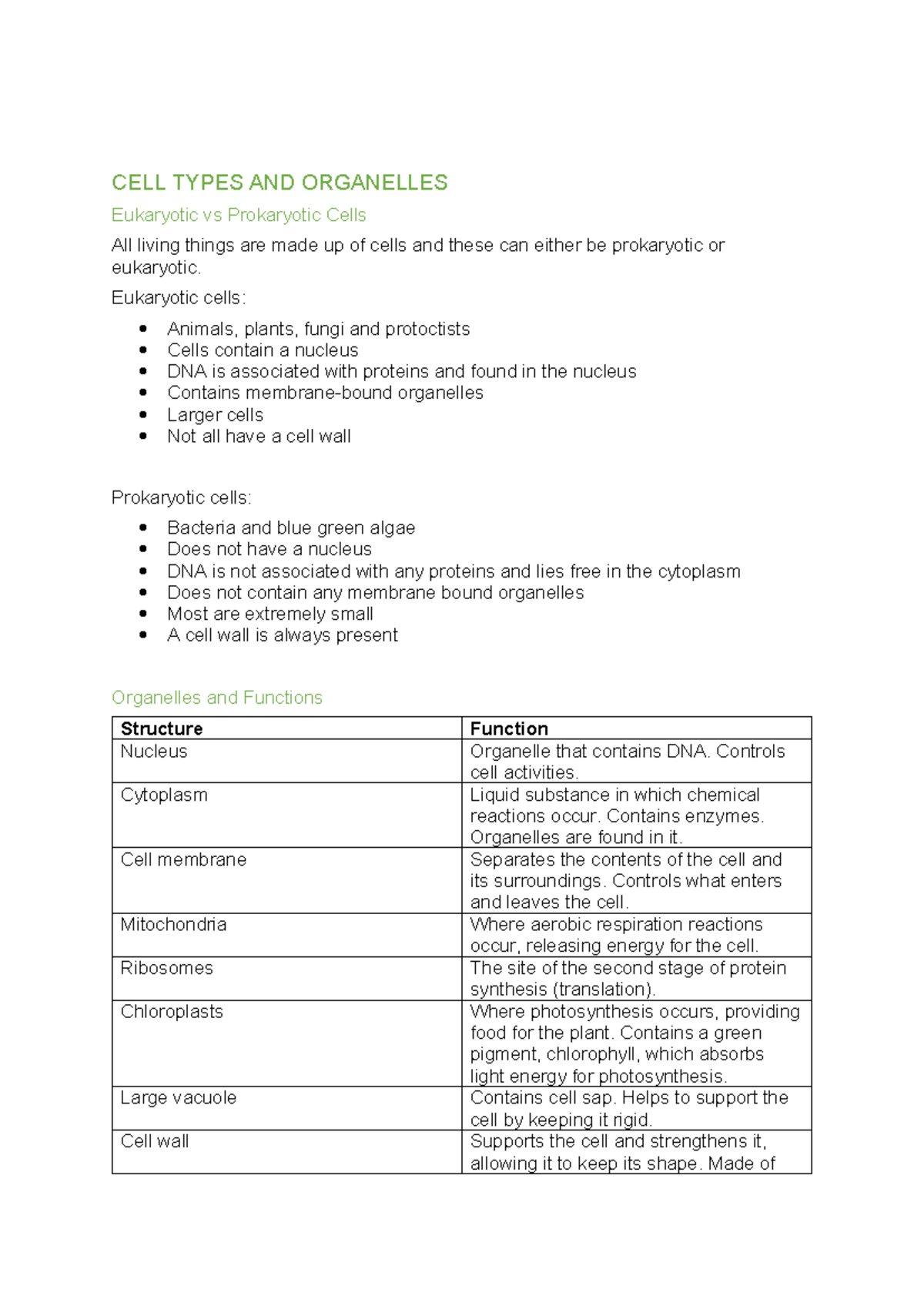 Key Concepts in Biology: CELL TYPES & ENZYMES (BIO101) - Studocu