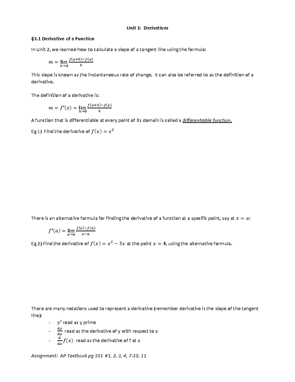 Chapter 3: Derivatives Notes (Unit 3) - Studocu