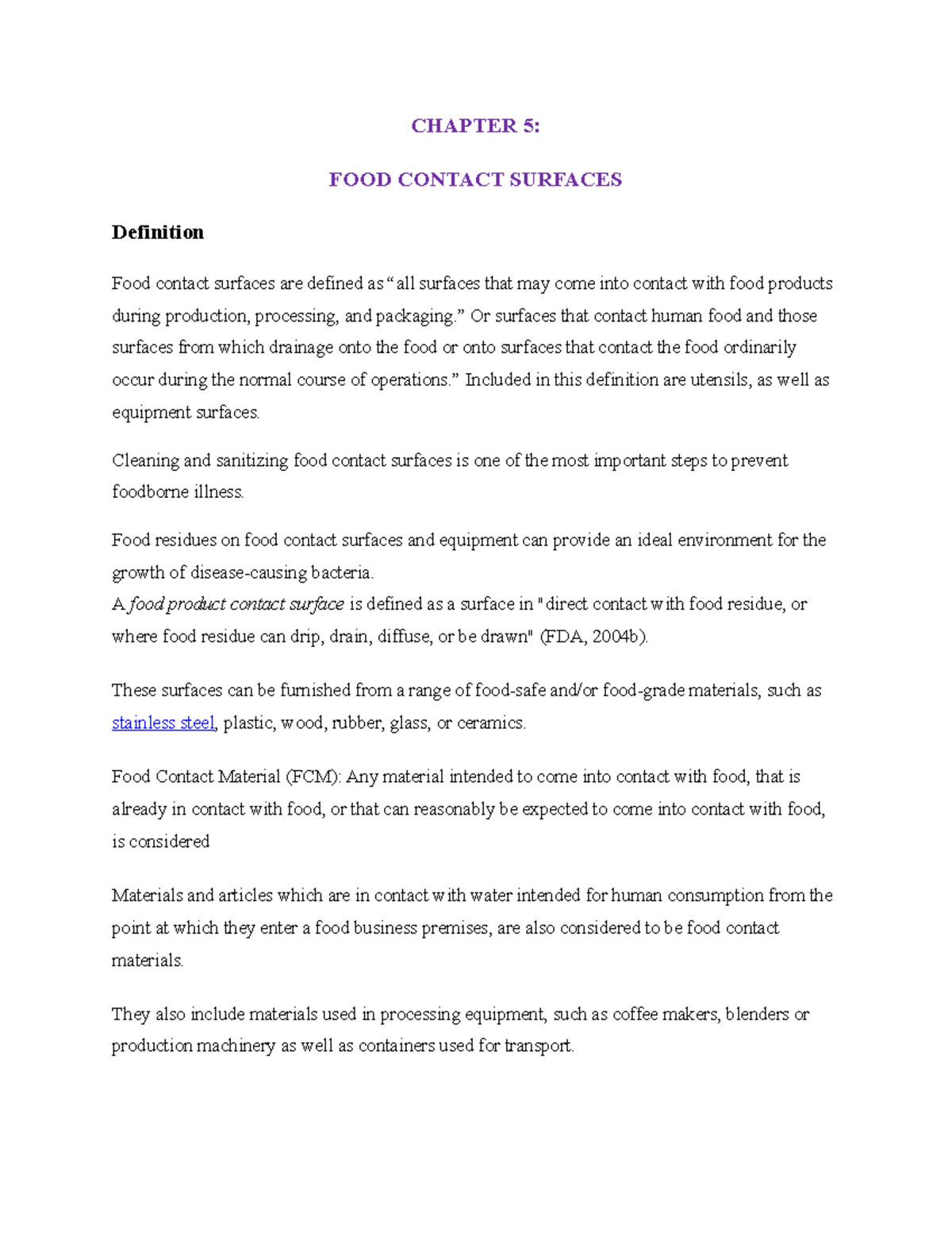 Chapter 5: Food Contact Surfaces & Their Hygienic Design Standards ...